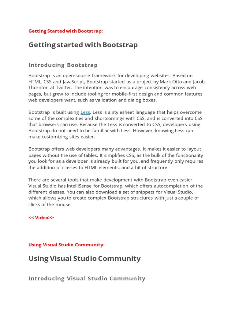 Getting Started With Bootstrap | PDF | Bootstrap (Front End Framework) | Microsoft Visual Studio