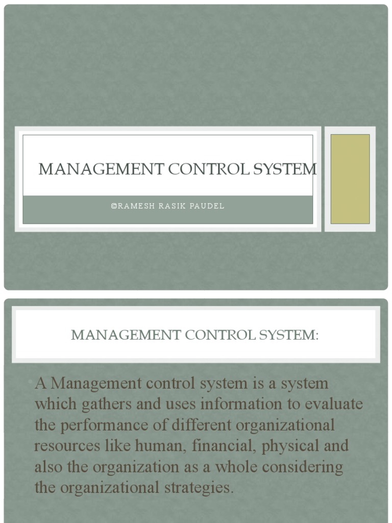 Management Control System Meaning and Concept | PDF