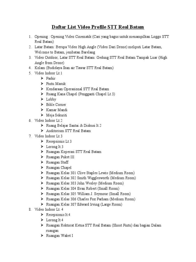 Alur Pengambilan Video Profil STT Real Batam | PDF