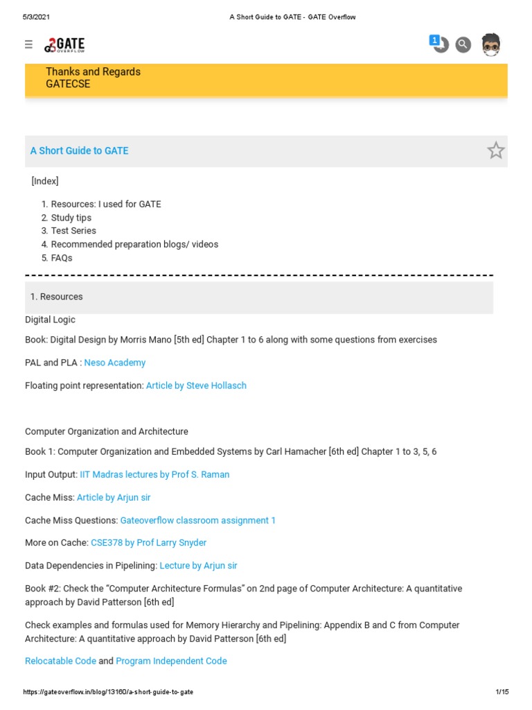 A Short Guide To GATE - GATE Overflow | PDF | Discrete Mathematics | Teaching Mathematics