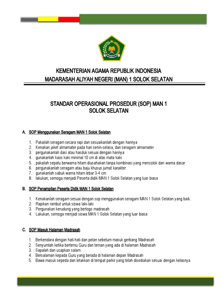 PLAN SOP MAN 1 SOLSEL-dikonversi | PDF