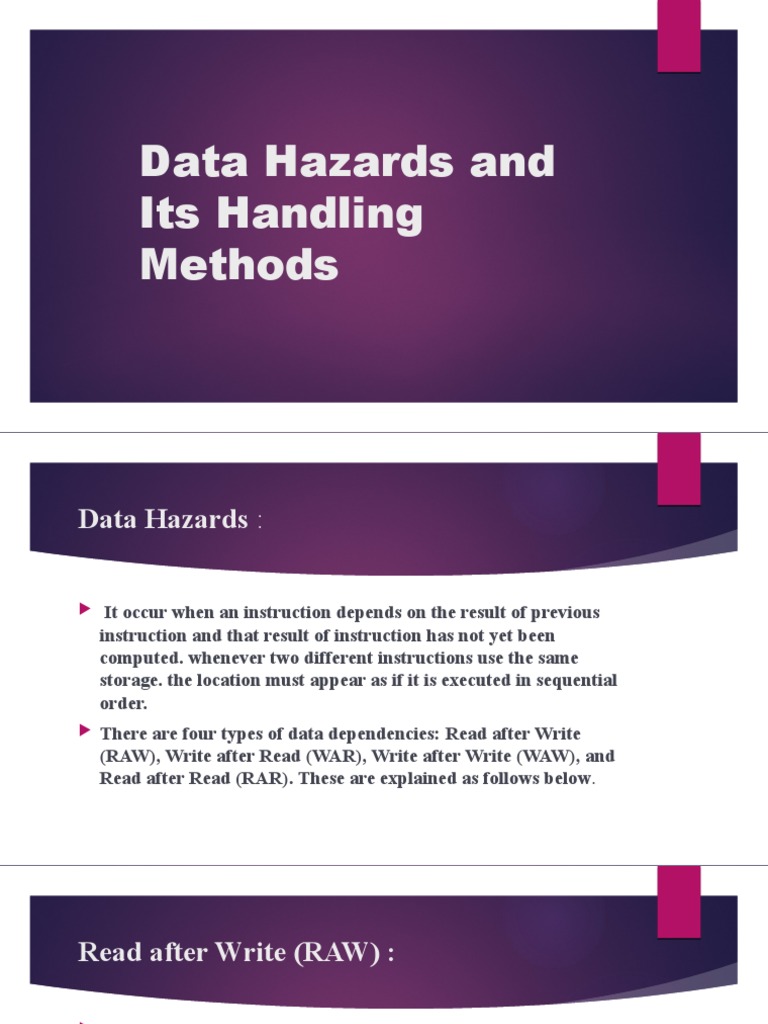 Data Hazards and Its Handling Methods | PDF | Office Equipment ...