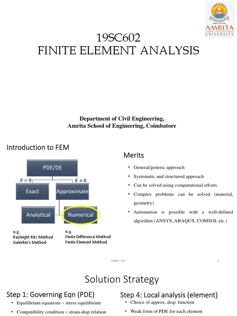 19SC602 Finite Element Analysis: Department of Civil Engineering ...