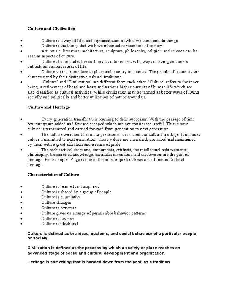 Culture and Civilization | PDF | Traditions | Cultural Heritage