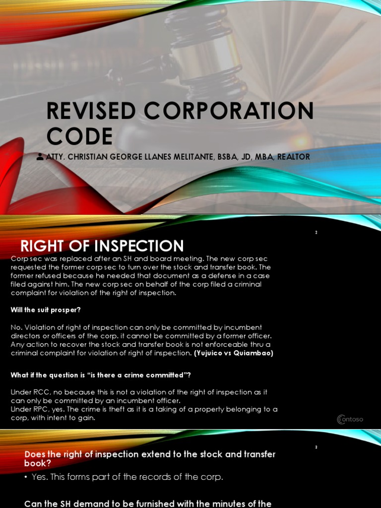 Revised Corporation Code - Books Merger and Appraisal Right | PDF | Consolidation (Business ...