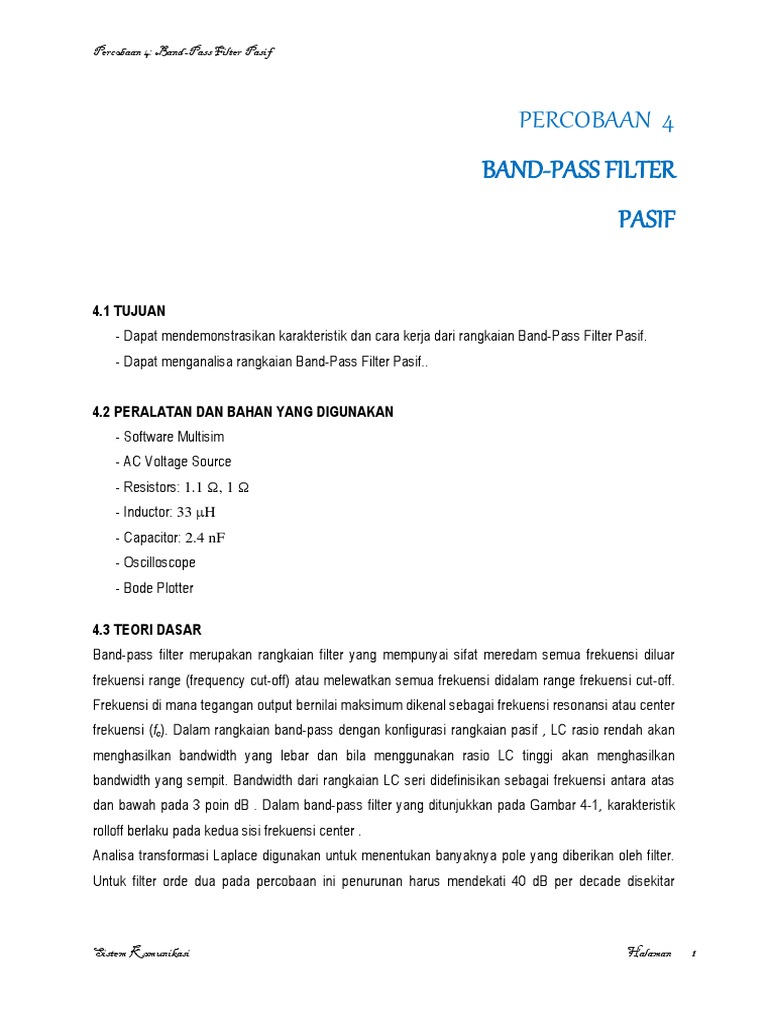 04 Perc. 4. Band-Pass Filter Passive | PDF | Komputer