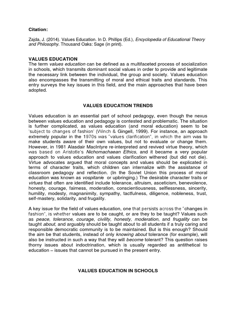 Understanding Values Education in Schools | PDF | Value (Ethics) | Morality