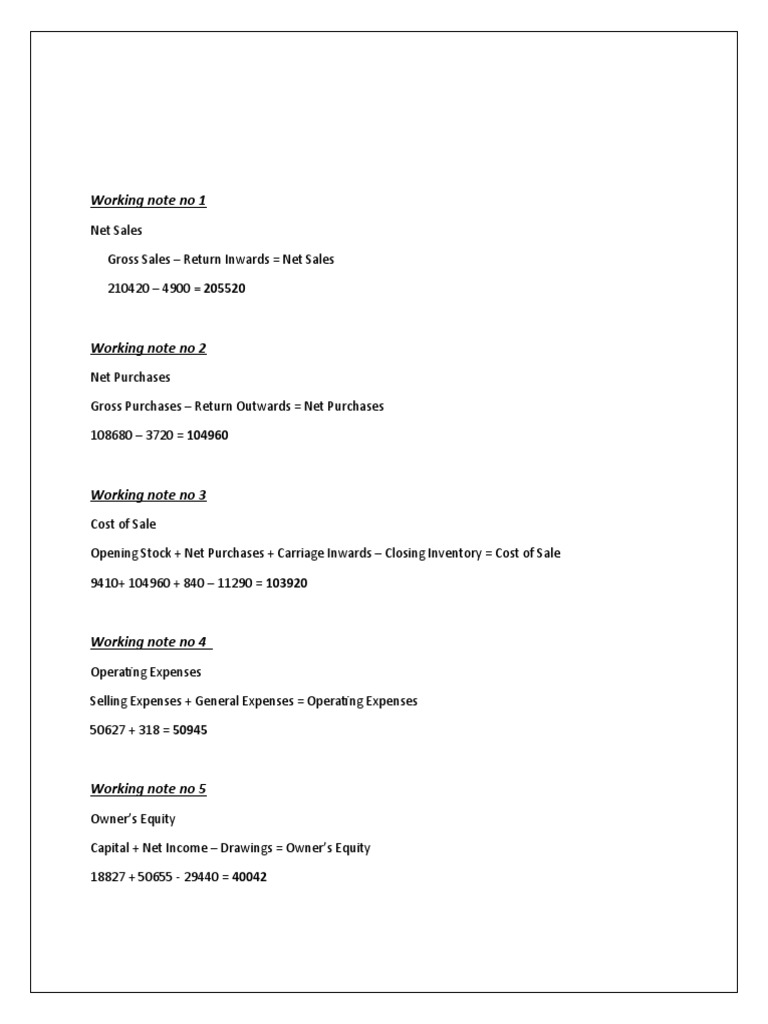 Working Note No 1 | PDF | Finance & Money Management
