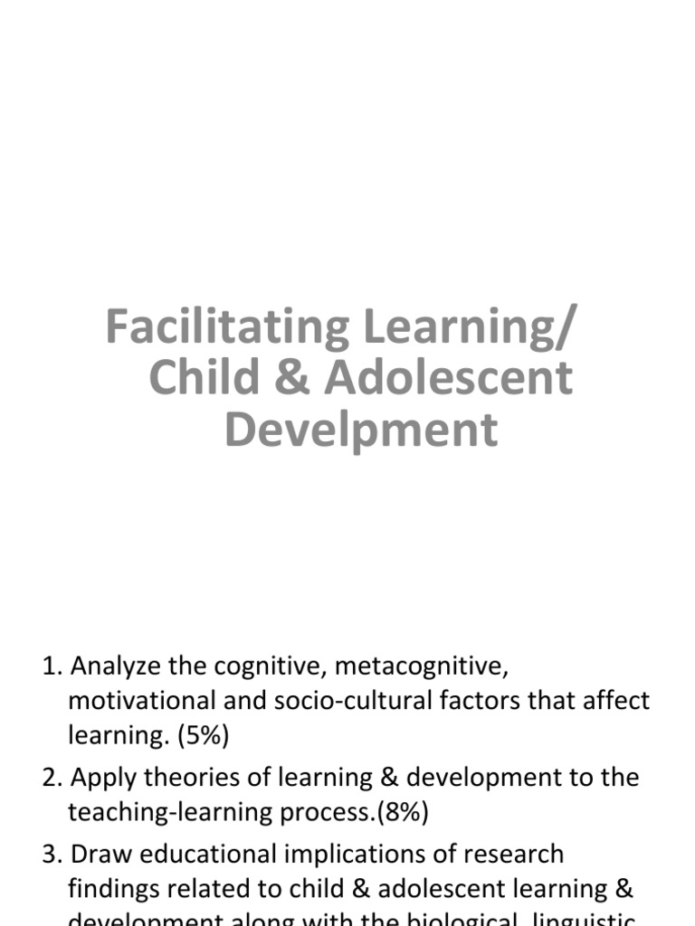 Facilitating Learning/ Child & Adolescent Develpment | PDF | Id ...