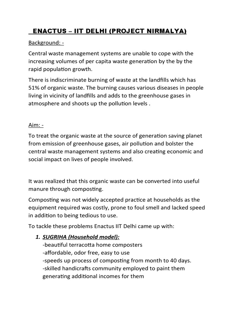 Project Enactus Iit Delhi | PDF