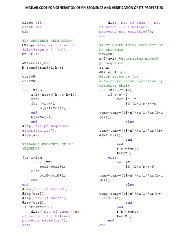 %PN Sequence Generation %Auto-Correlation Property of PN Sequence %generating Mapped PN Sequence ...