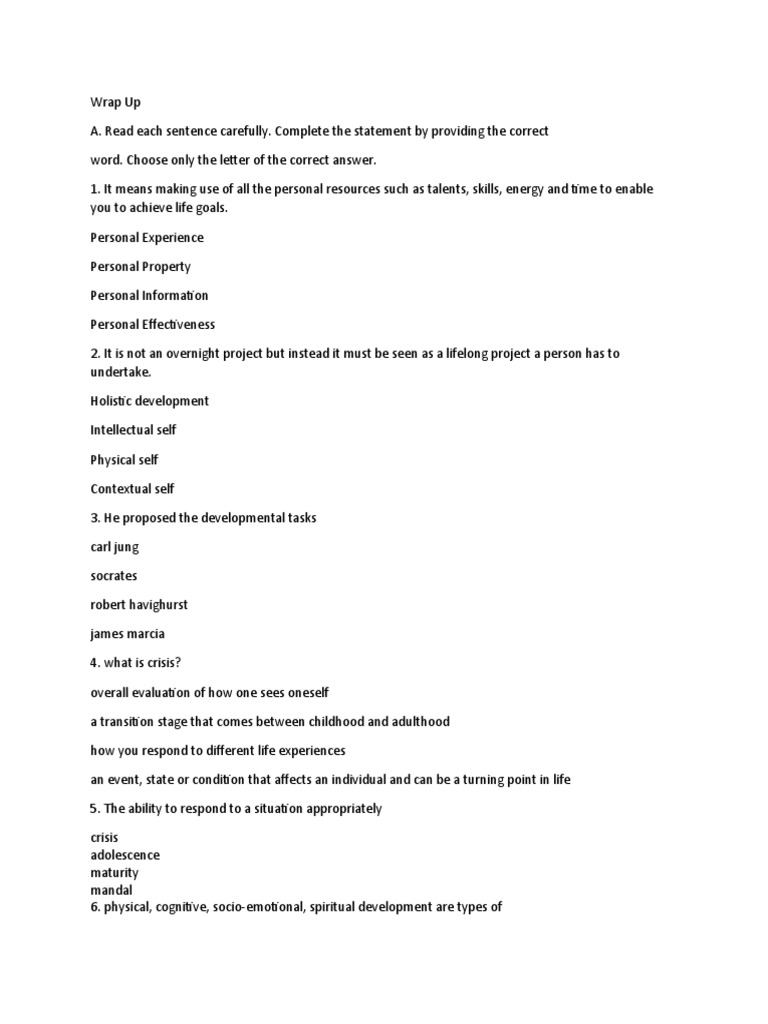 Long Quiz Perdev First Quarter | PDF | Stress (Biology) | Child Development