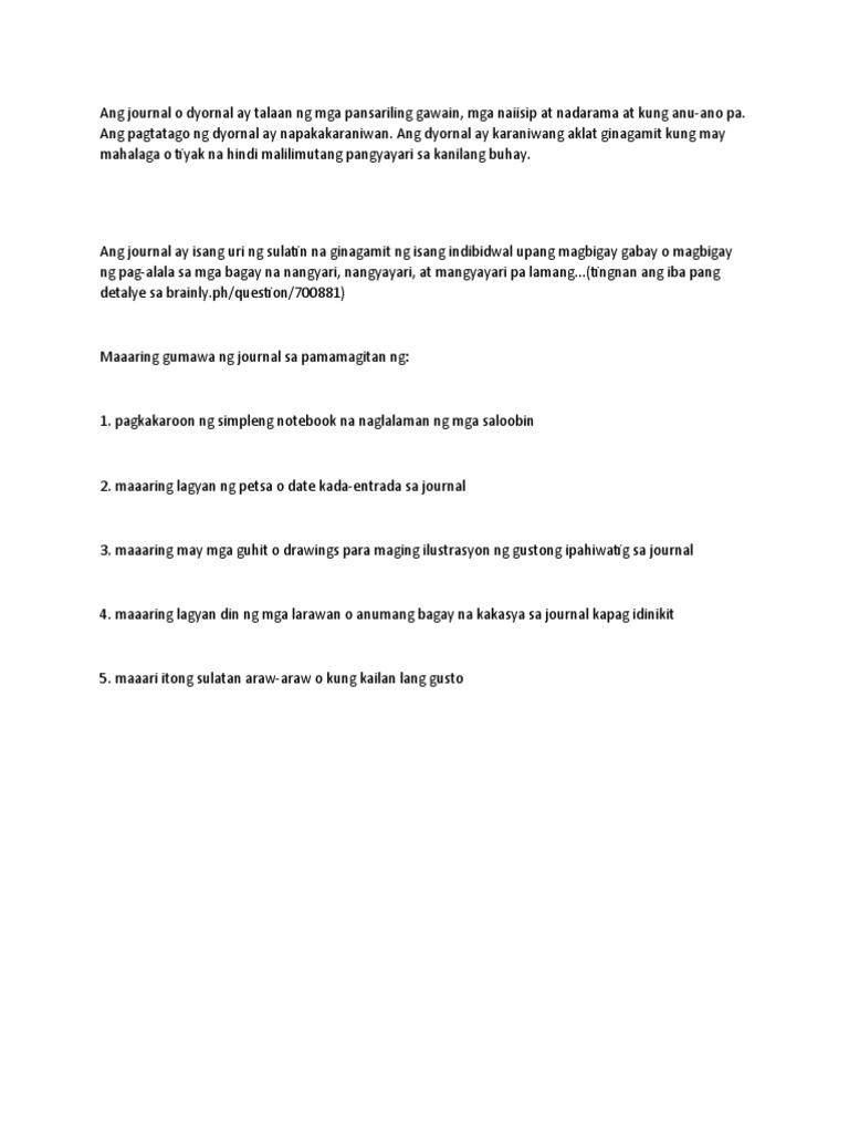 Ang Journal o Dyornal Ay Talaan NG Mga Pansariling Gawain | PDF