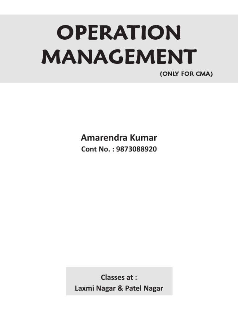 Operation Management | PDF | Operations Management | Resource