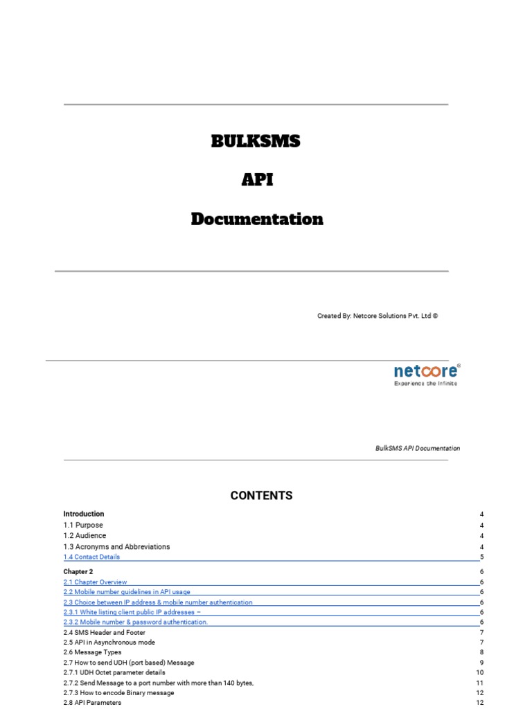 Bulksms API Documentation: Created By: Netcore Solutions Pvt. LTD © | PDF | Xml | Hypertext ...