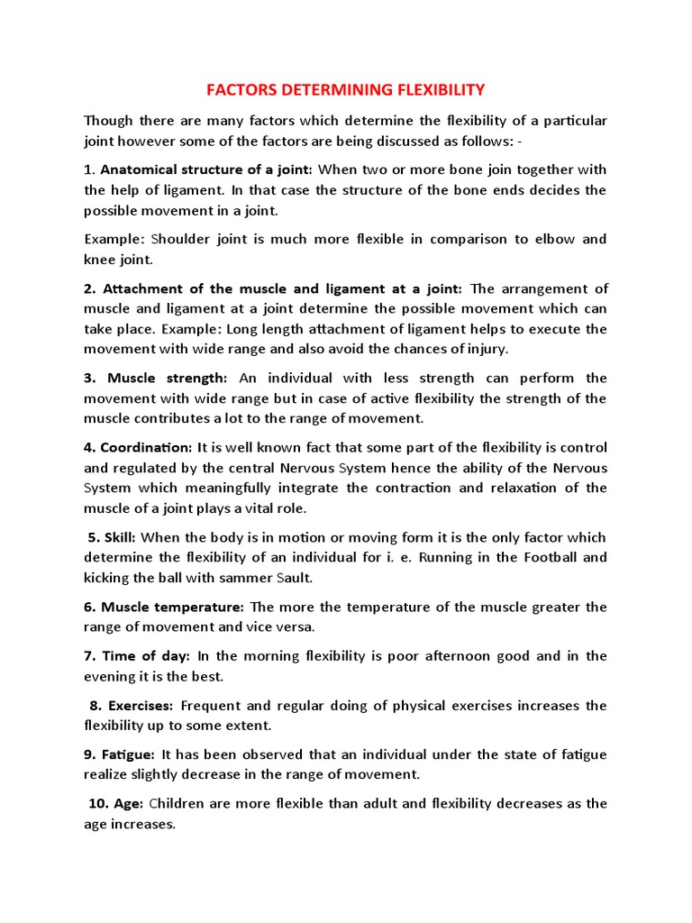 Factors Influencing Flexibility | PDF | Self-Improvement