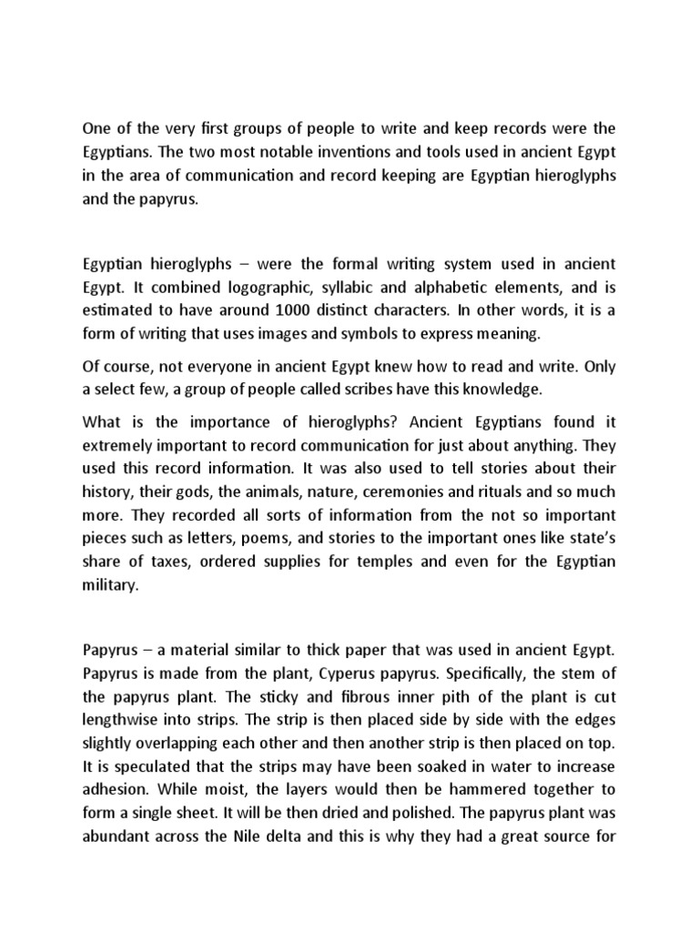Communication and Record Keeping | PDF | Papyrus | Egyptian Hieroglyphs