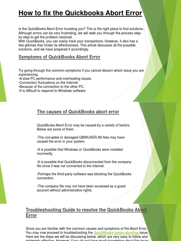 How To Fix The Quickbooks Abort Error | PDF | Quick Books | Computer File