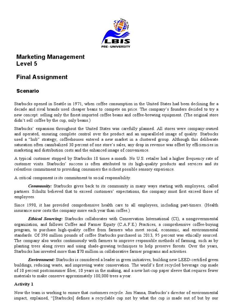 Final Assignment Marketing Management | PDF | Starbucks | Advertising