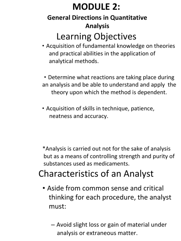 MODULE 2 General Directions in Quantitative Analysis | PDF | Filtration ...