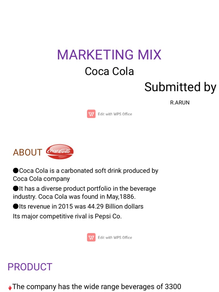 Marketing Mix: Coca Cola | PDF | Coca Cola | The Coca Cola Company