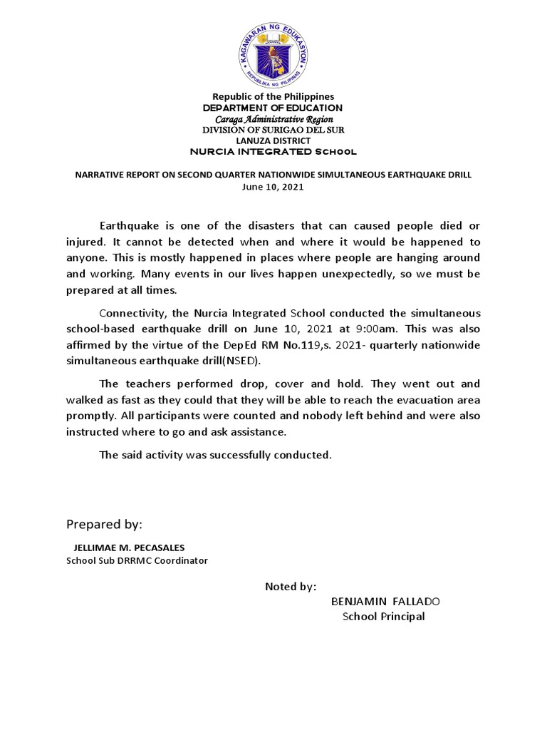 Earthquake Drill Success Report | PDF