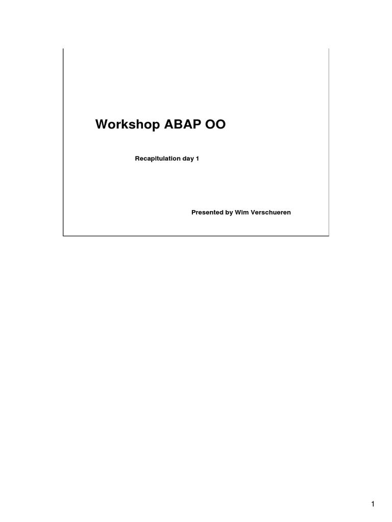 Abap Introduction Course Training 1 Pdf Method Computer Programming Class Computer