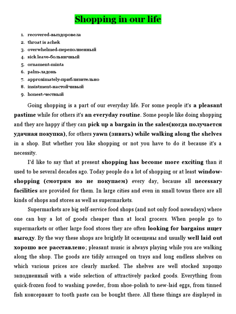Shopping in Our Life | PDF | Supermarket | Grocery Store