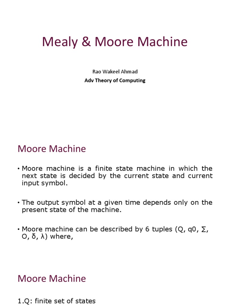 Moore and Mealy Machines Explained | PDF | String (Computer Science ...