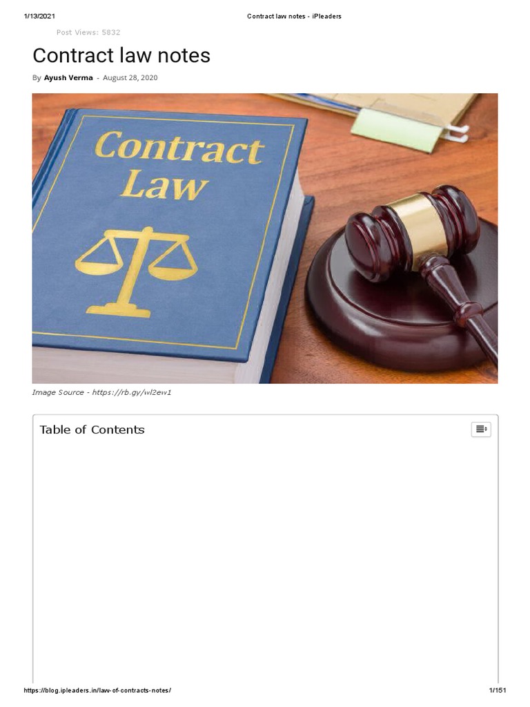 Contract Law Notes - IPleaders | PDF | Offer And Acceptance | Damages