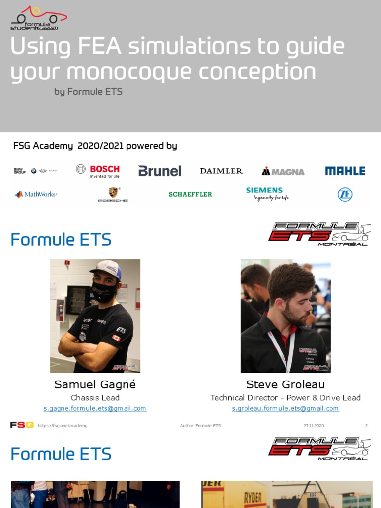 Using FEA Simulations To Guide Your Monocoque Conception: by Formule ETS | PDF | Simulation ...
