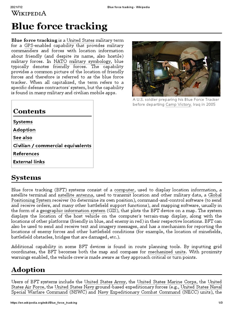 Blue Force Tracking - Wikipedia | PDF | Military | Military Science