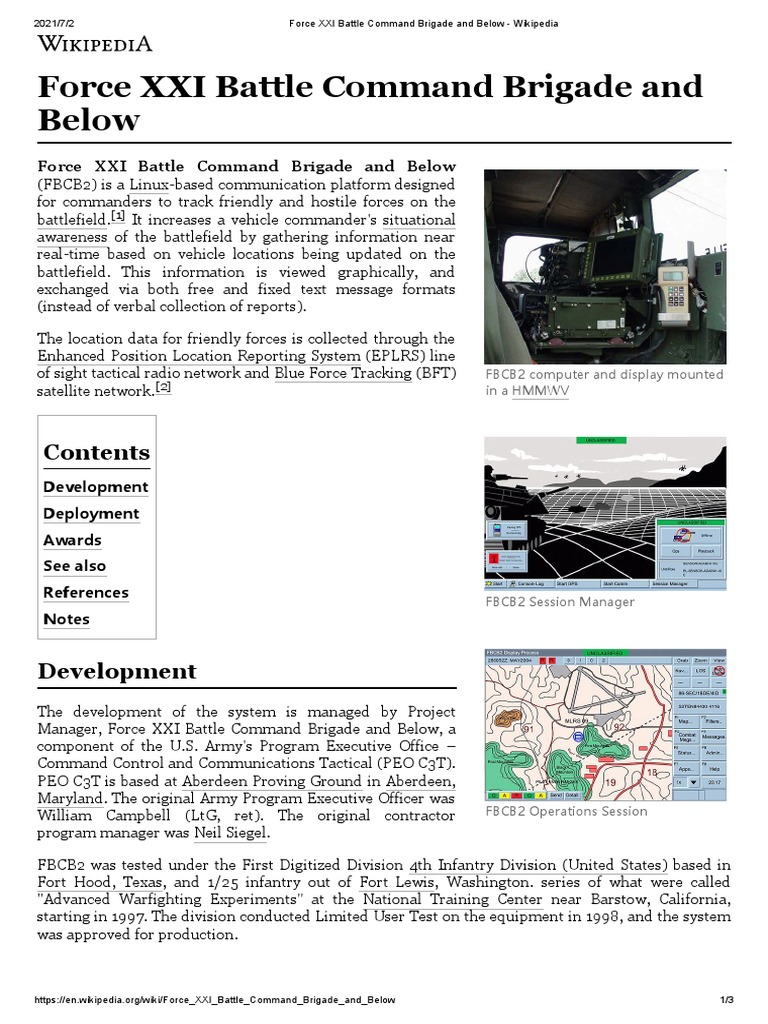 Force XXI Battle Command Brigade and Below - Wikipedia | PDF | Military ...