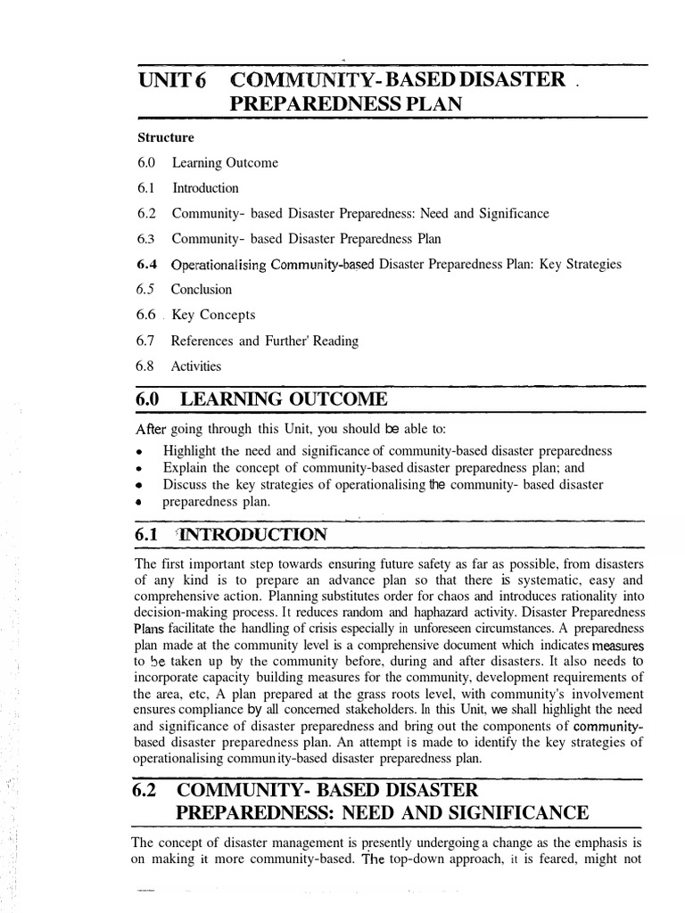 Community-Based Disaster Preparedness Plan | PDF | Emergency Management | Natural Disasters