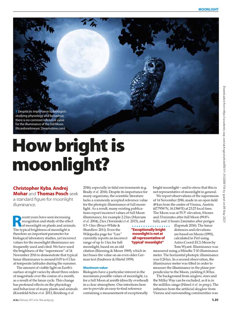 How Bright Is Moonlight?: Christopher Kyba Andrej Mohar Thomas Posch ...