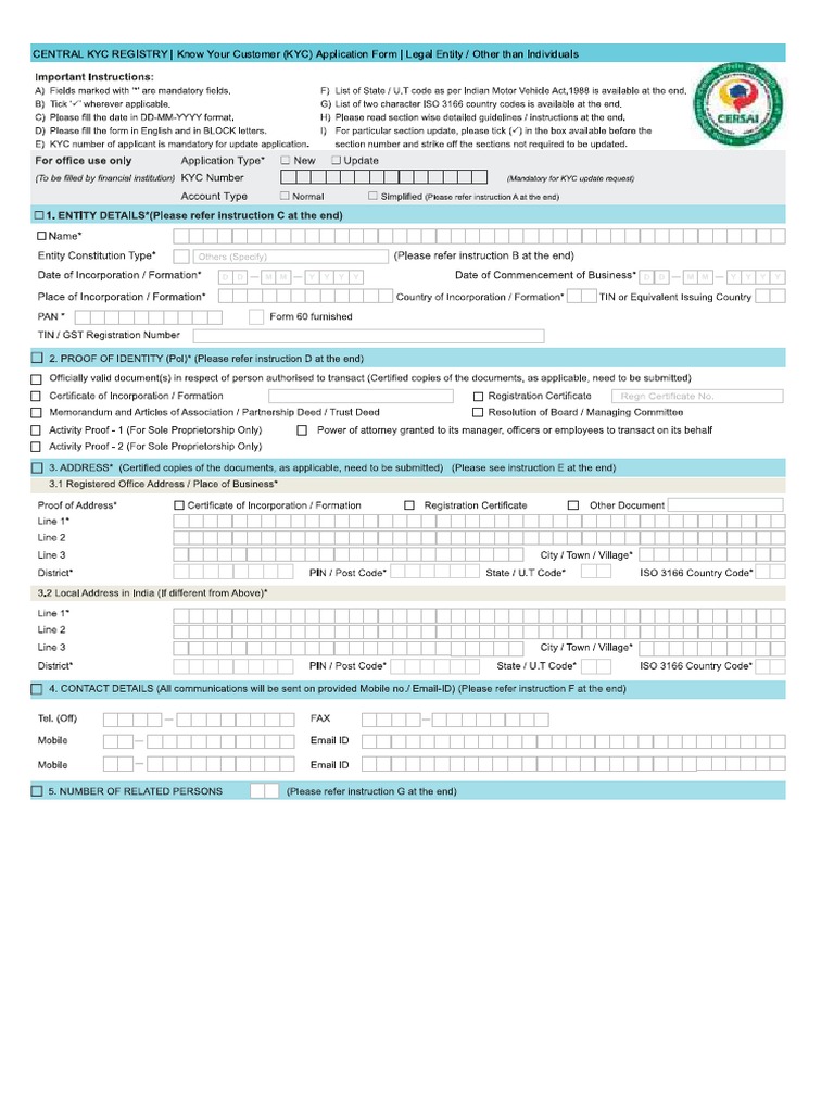 Ckyc Form Fillable - Printable Forms Free Online