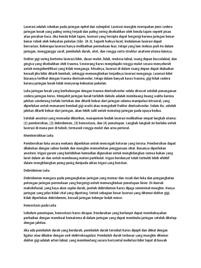 Laserasi Adalah Robekan Pada Jaringan Epitel Dan Subepitel | PDF