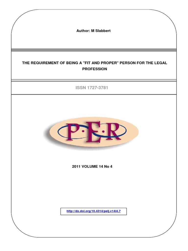 Slabbert Fit and Proper Person | PDF | Advocate | Lawyer