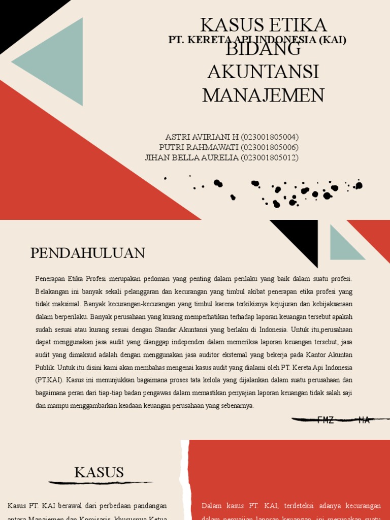 Etika Akuntansi: Kasus PT KAI | PDF | Pengelolaan Keuangan & Uang | Hukum