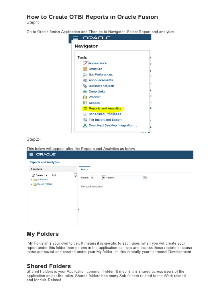 How To Create OTBI Reports in Oracle Fusion | PDF | Accounts Payable | Data Management