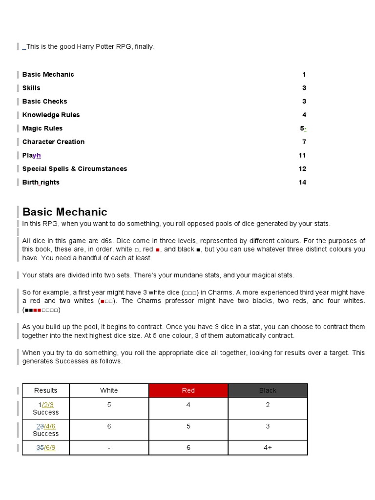 The Only Good Harry Potter RPG (TOGHPRPG) | PDF | Harry Potter Universe ...