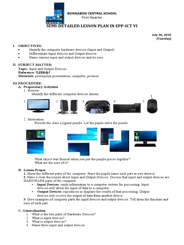 Semi-Detailed Lesson Plan in Epp-Ict Vi: Bongabon Central School | PDF ...