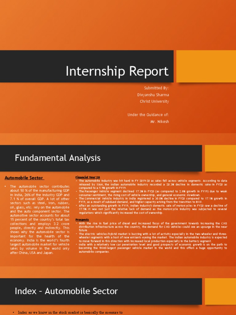 Internship Report: Submitted By: Divyanshu Sharma Christ University Under The Guidance Of: Mr ...