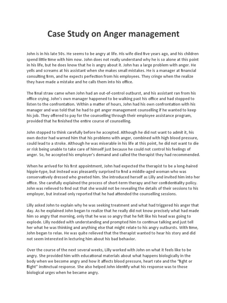 Case Study On Anger Management | PDF | Anger | Psychology