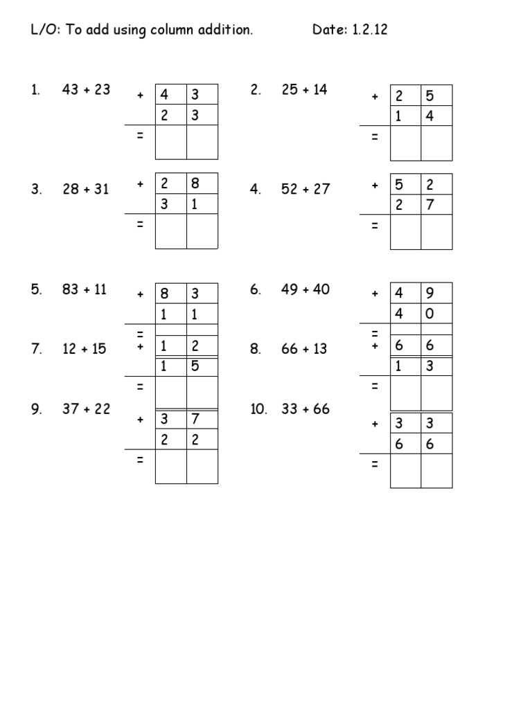 2 Digit No Carrying | PDF