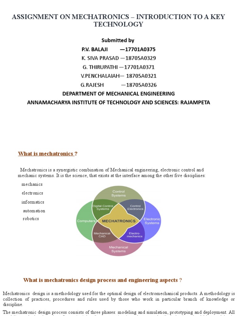 Assignment On Mechatronics - Introduction To A Key Technology | PDF | Mechatronics | Engineering