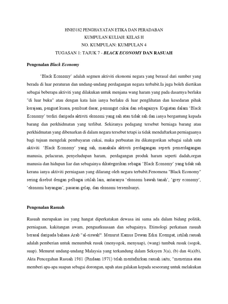 Combine Point Black Economy L0 Rasuah | PDF