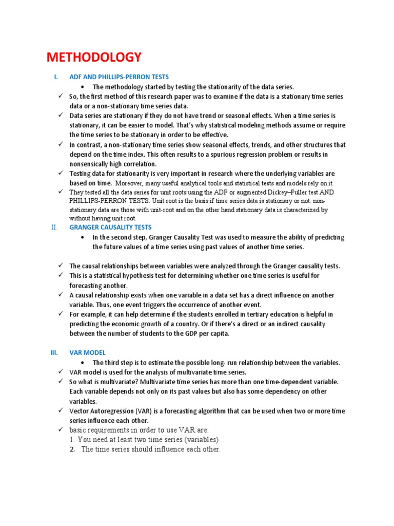 Methodology: I. Adf and Phillips-Perron Tests | PDF | Vector ...