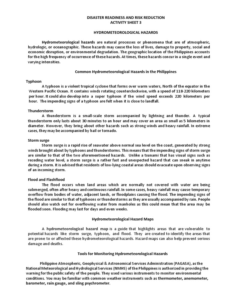 DRRR Activity Sheet 34 | PDF | Fires | Tropical Cyclones DRRR Activity Sheet 34 | PDF | Fires | Tropical Cyclones