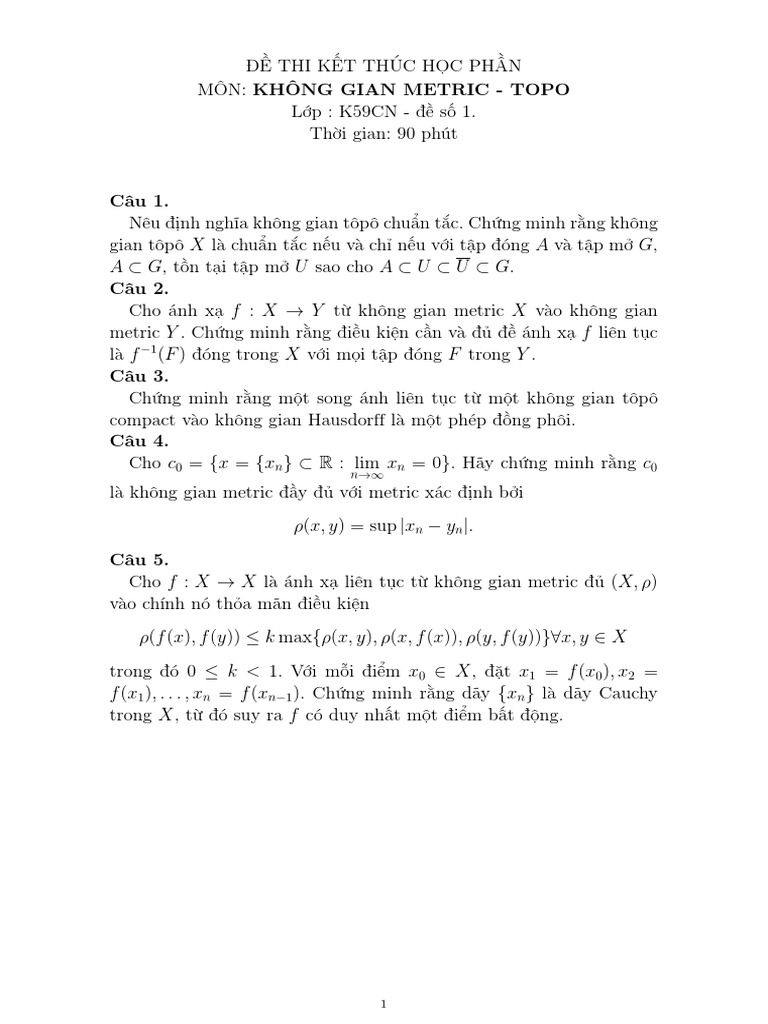 Khong Gian Metric, Topo - 59CN | PDF